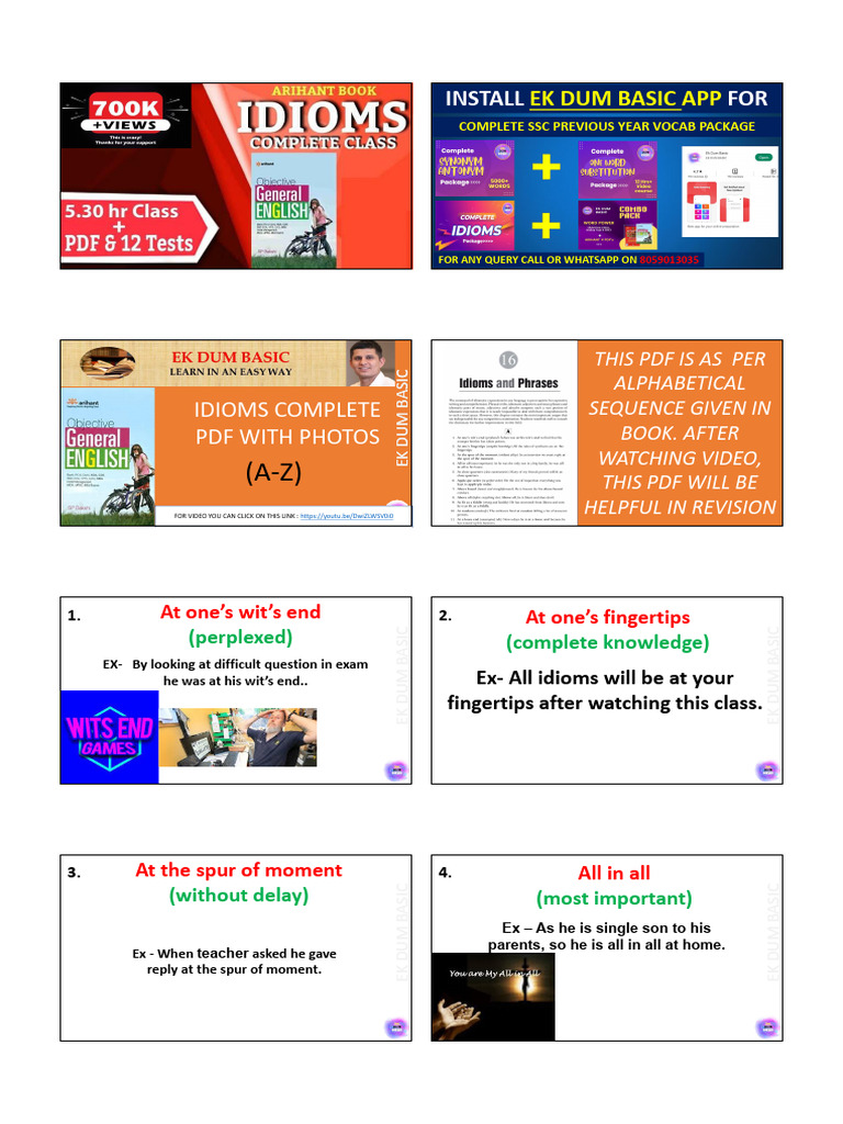 Complete SSC Idioms Vocabulary Guide | PDF