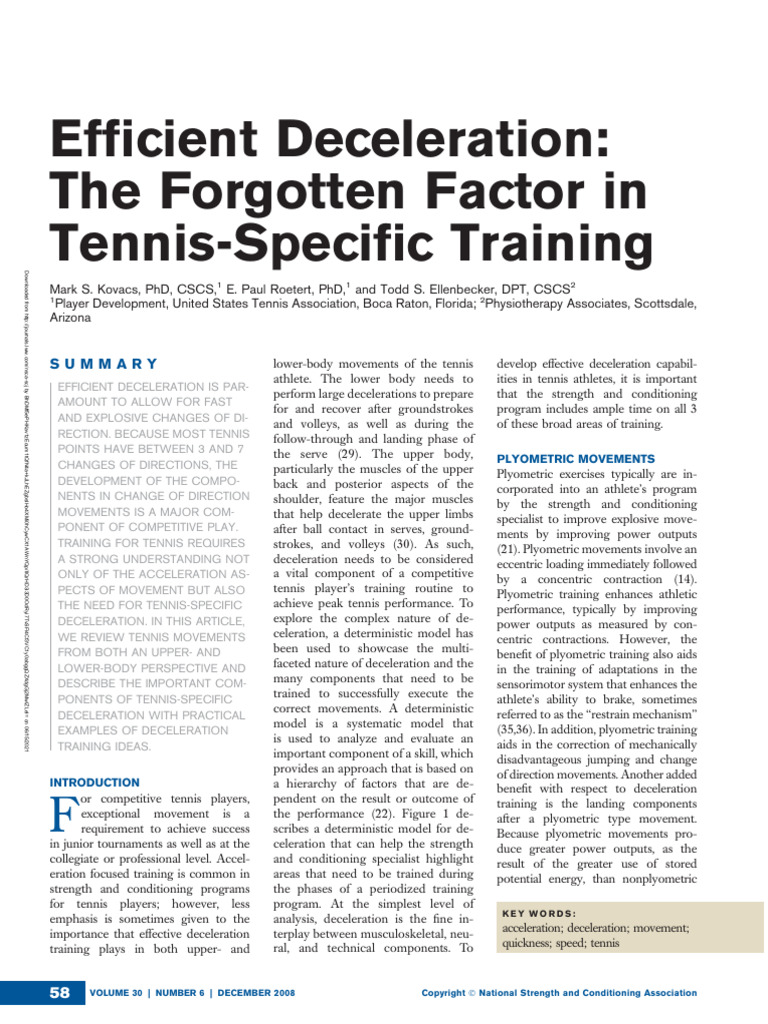 Refining Deceleration Techniques in Tennis | PDF | Anatomical Terms Of ...