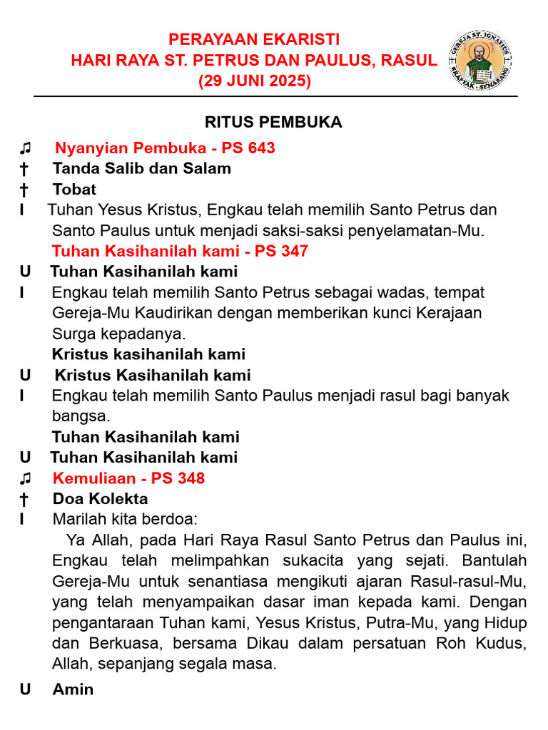 29 Juni - HR ST Petrus Dan Paulus, Rasul | PDF