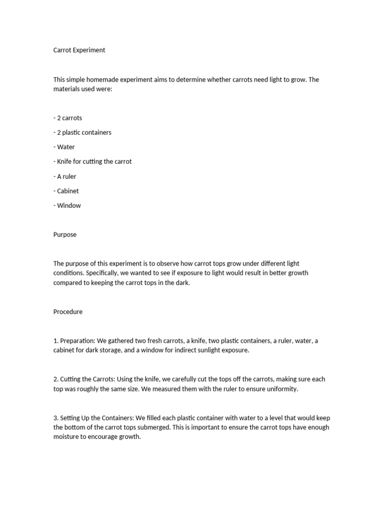 Carrot Experiment | PDF