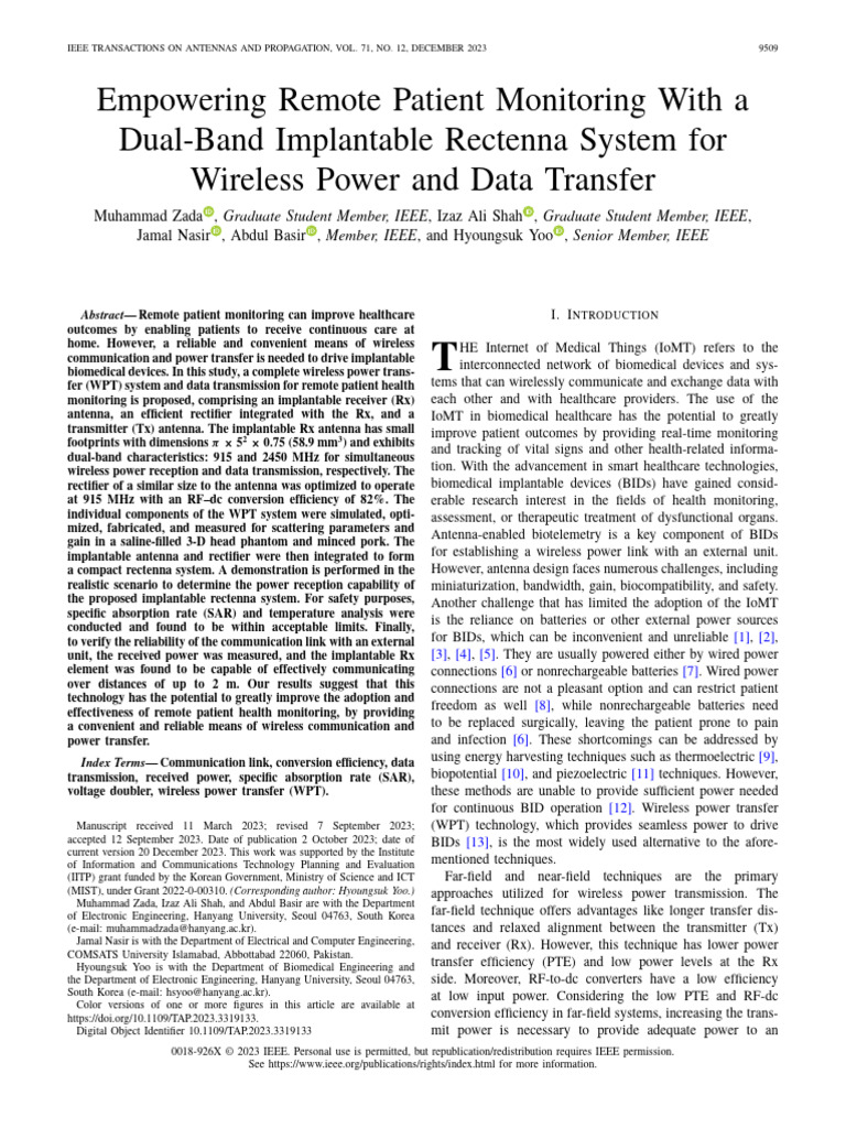 Empowering Remote Patient Monitoring With A Dual-Band Implantable ...