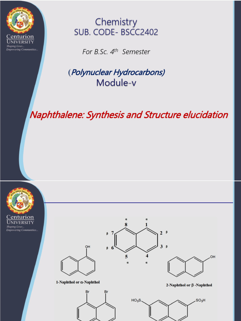 Lecture Naphthalene Structure and Synthesis | PDF