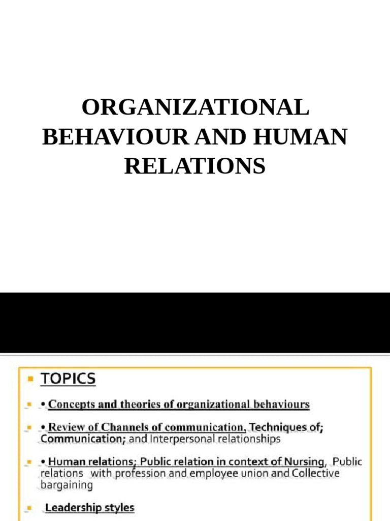 Organizational Behavior And Human Relations Ppt Slide Pdf