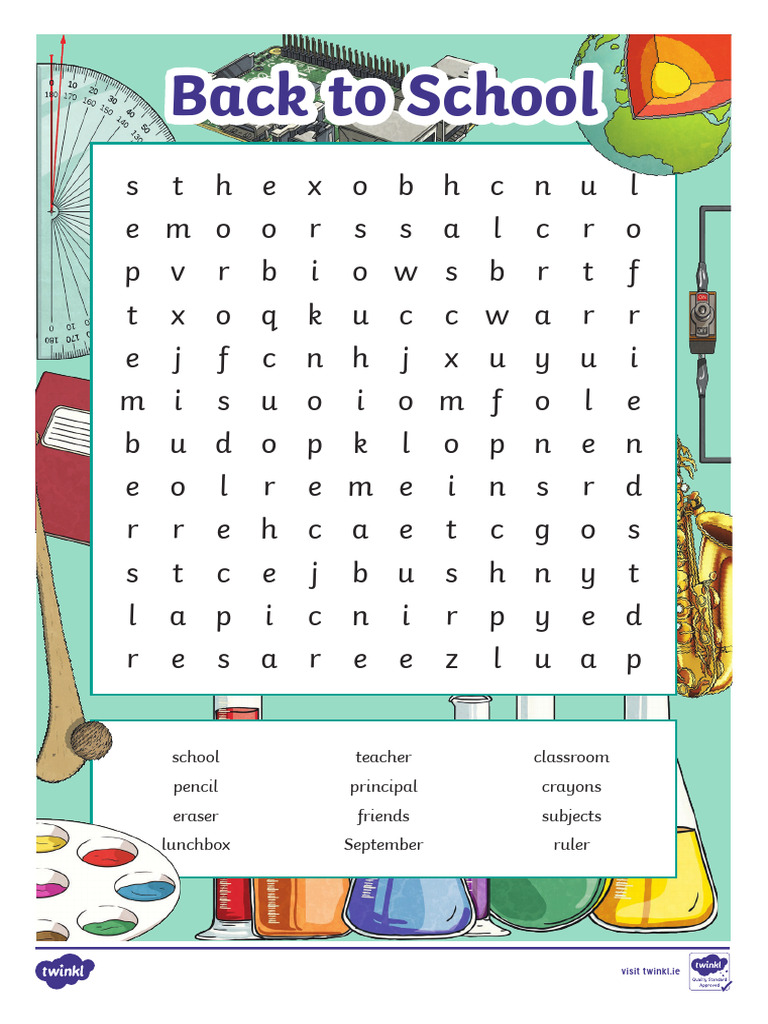 Roi2 P 14 Back To School Word Search Ver 2 | PDF