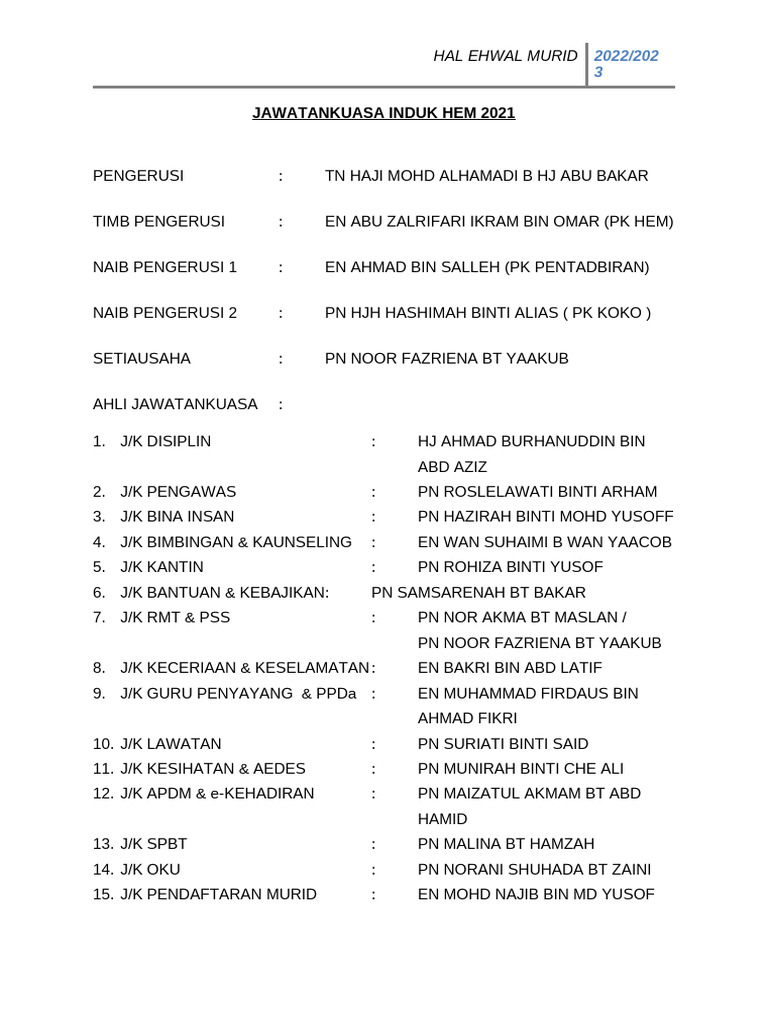 JK HEM 2022 (Tugas) | PDF