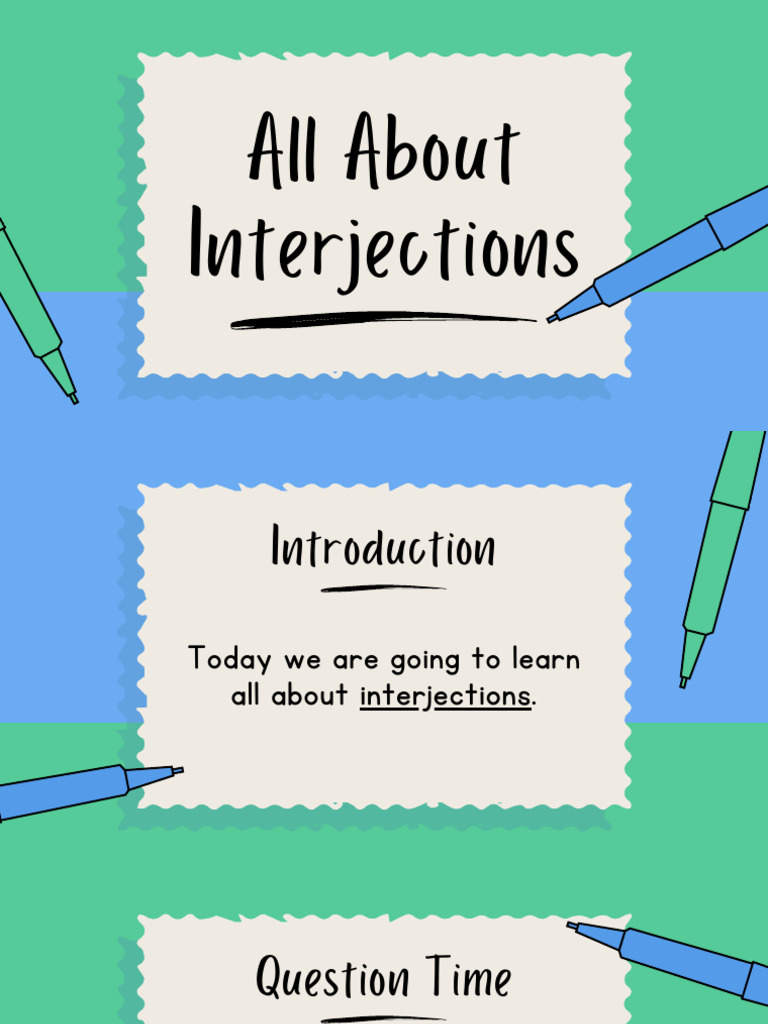 Interjections Presentation in Green Blue Bold Style | PDF