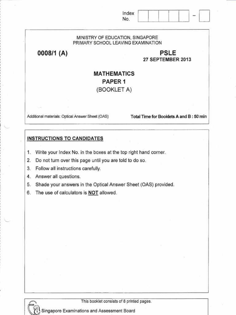 2013 Math PSLE | PDF