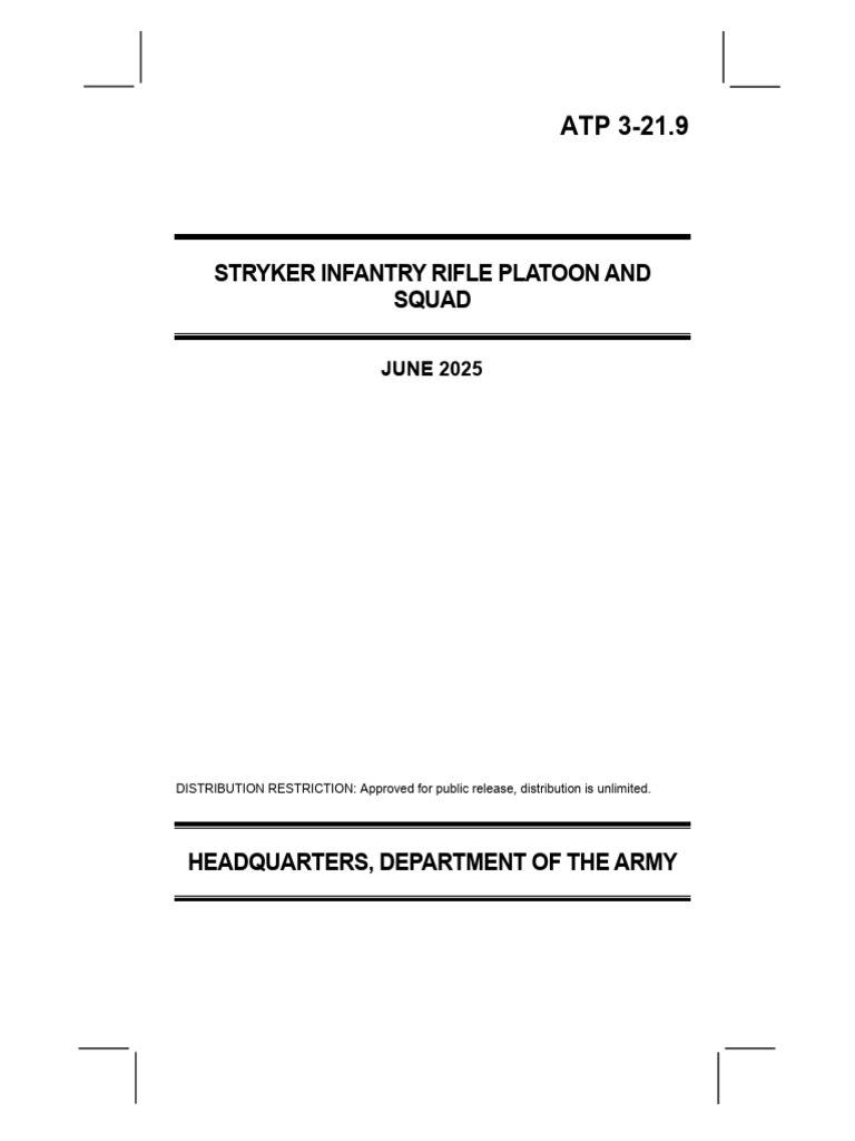 ATP 3-21.9 Stryker Infantry Rifle Platoon and Squad | PDF | Platoon ...