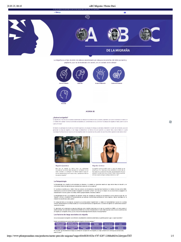 ABC Migraña - Nurtec Perú | PDF | Dolor de cabeza | Migraña