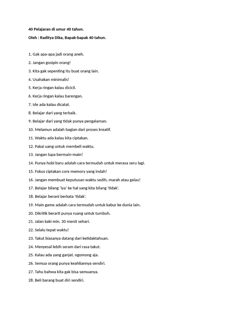 40 Tahun Raditya Dika | PDF