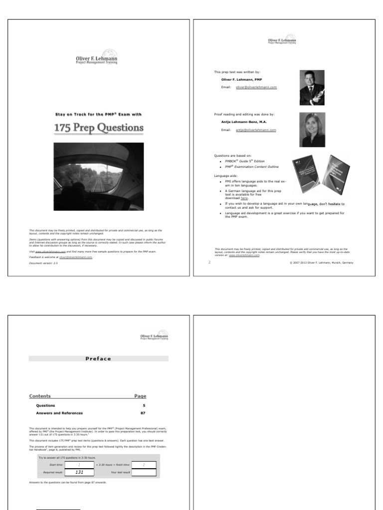 PMP Exam Prep Test: 175 Questions | PDF | Project Management ...