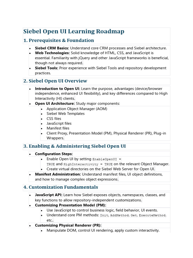 Siebel Open UI Learning Roadmap | PDF | Java Script | J Query