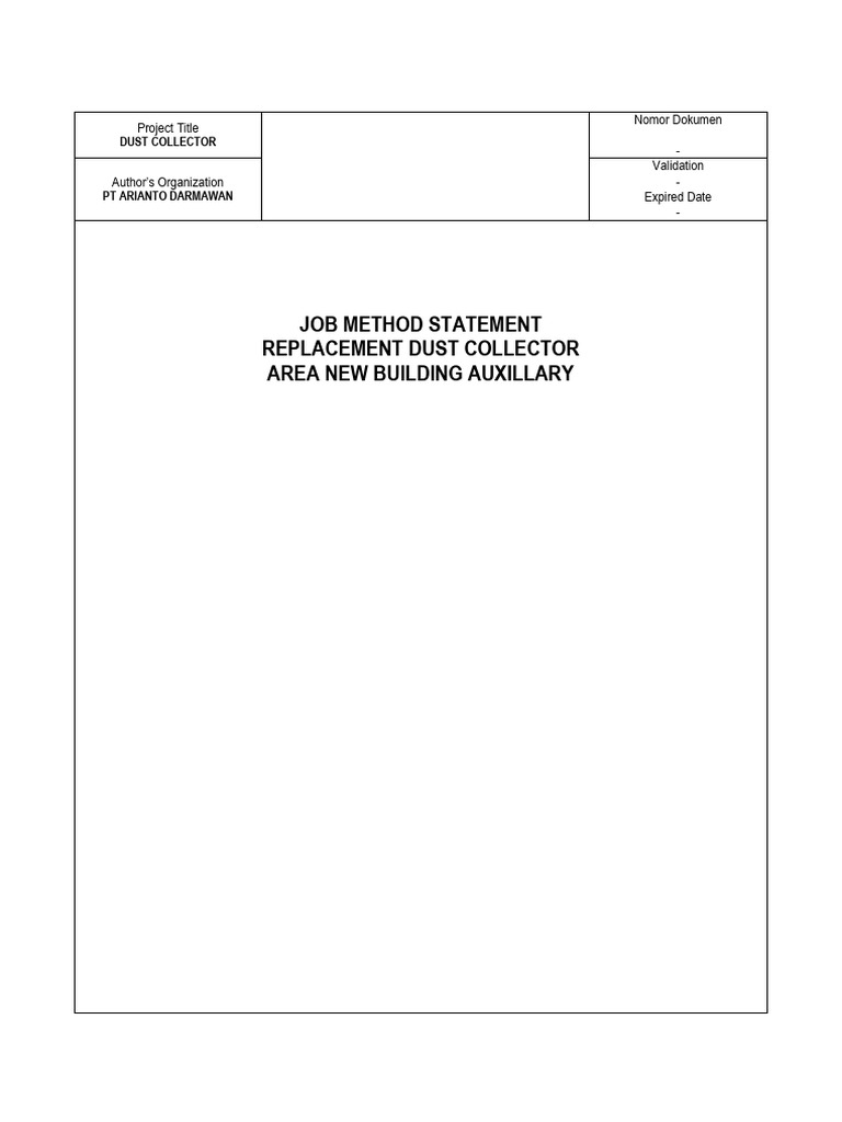 Metode Kerja Penggantian Dust Collector | PDF