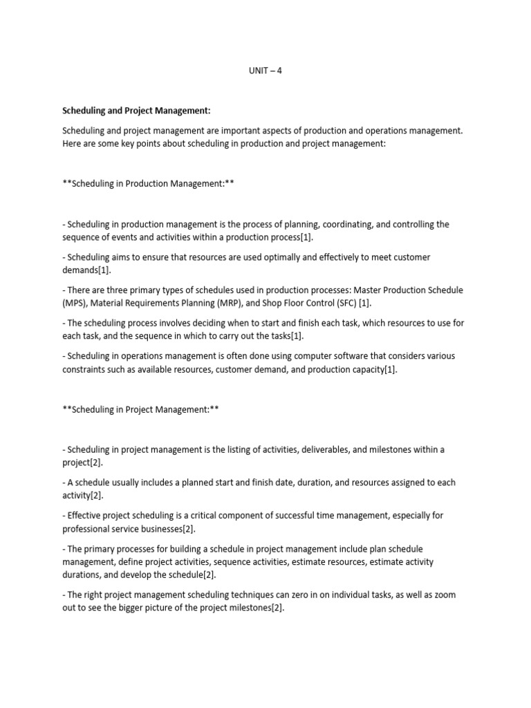 Scheduling in Project Management & Production | PDF | Supply Chain ...