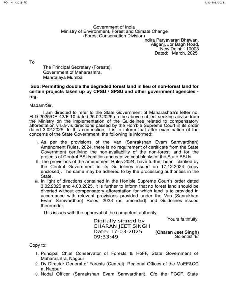 2025.03.17 - Permitting Double The Degraded Forest Land in Lieu of Non ...