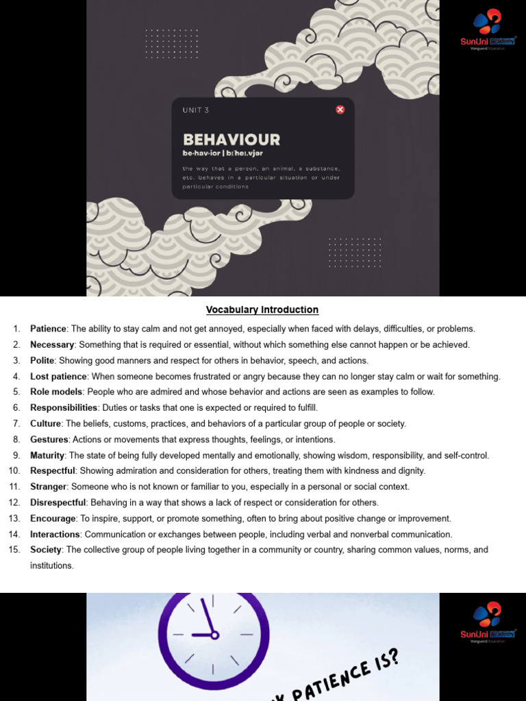 Lesson 3 - Unit 3 - Behaviour | PDF