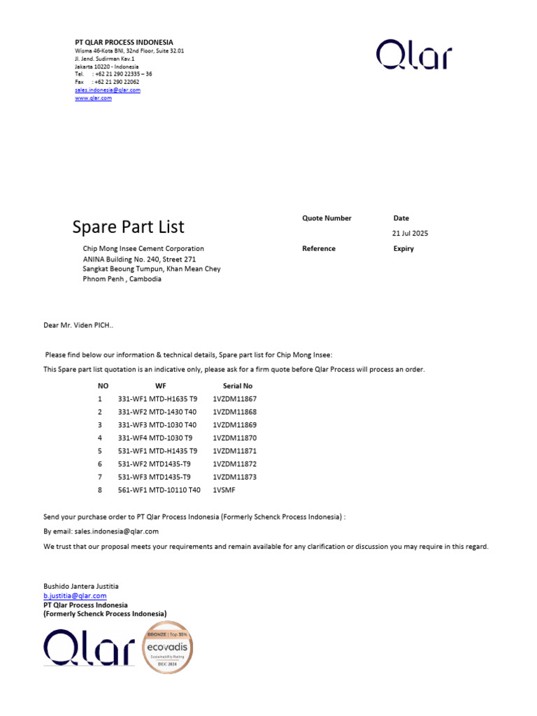 MTD Spare Parts List - Chip Mong Insee Rev2 | PDF | Legal Liability ...