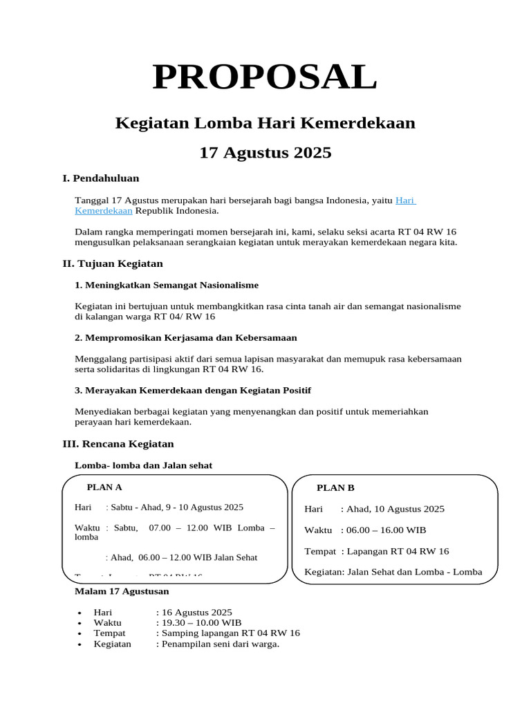Proposal Lomba Agustusan | PDF