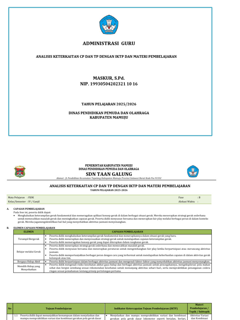Analisis Keterkaitan CP Dan TP | PDF