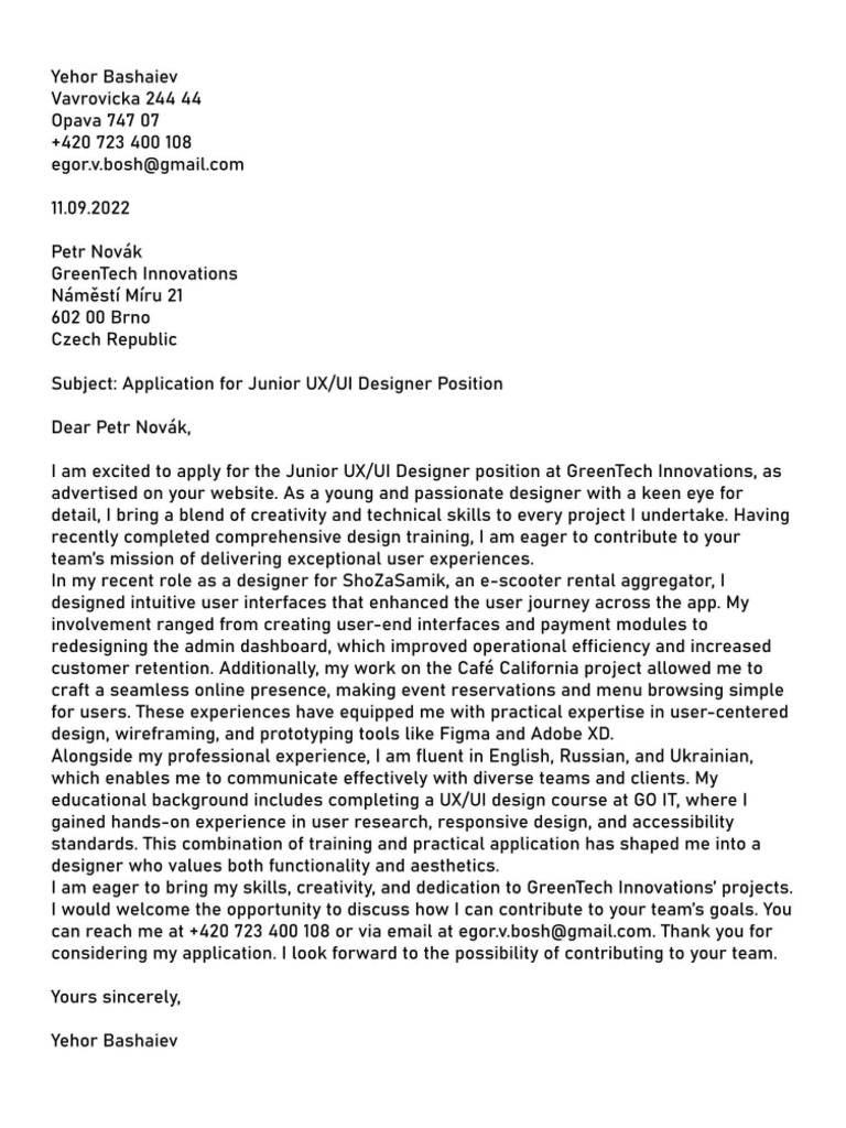 Covering Letter | PDF