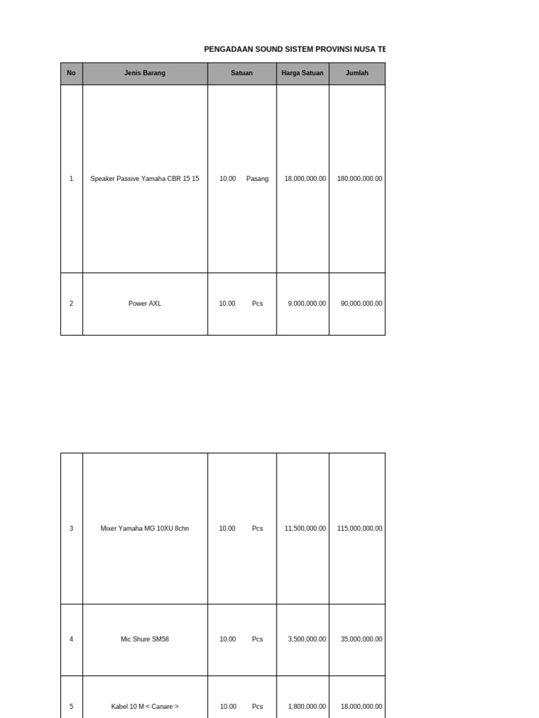 Link Ekatalog Pengadaan Sound System Dinsos NTB | PDF | Loudspeaker ...