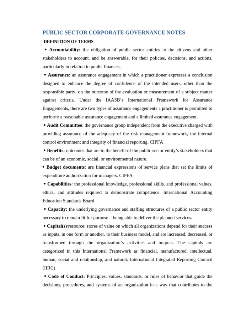 Public Sector Corp Gov Notes | PDF | Governance | Corporate Governance