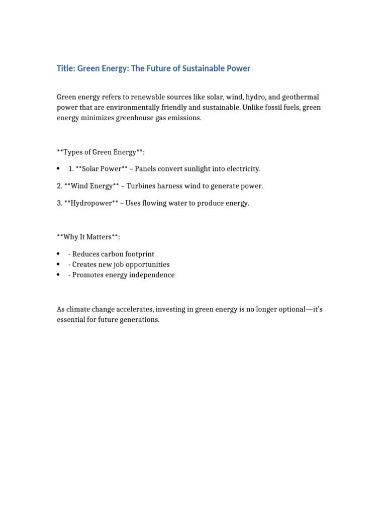 Green Energy | PDF