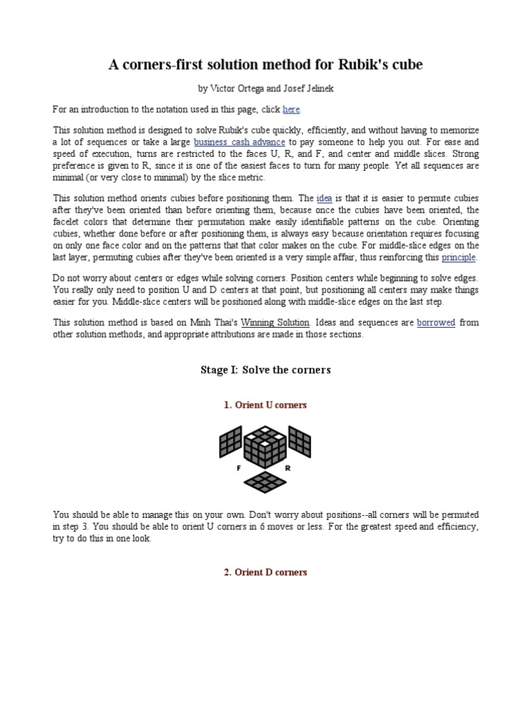 Corners-First Rubik's Cube Method | PDF | Teaching Mathematics