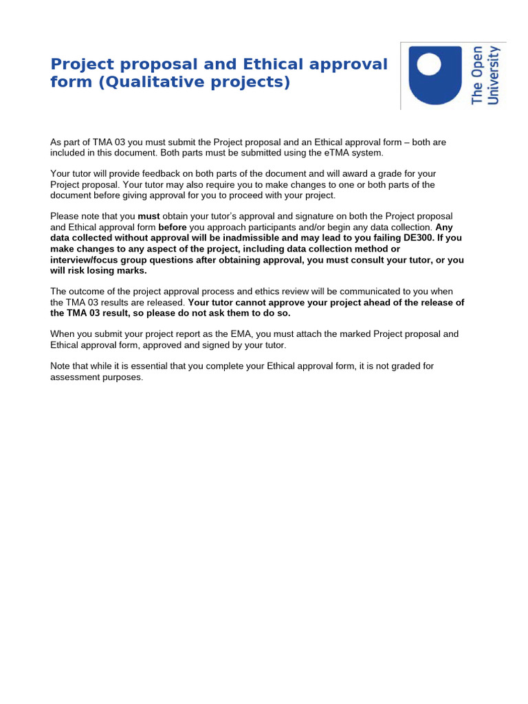 DE300 Project Proposal & Ethics Form | PDF | Focus Group | Risk