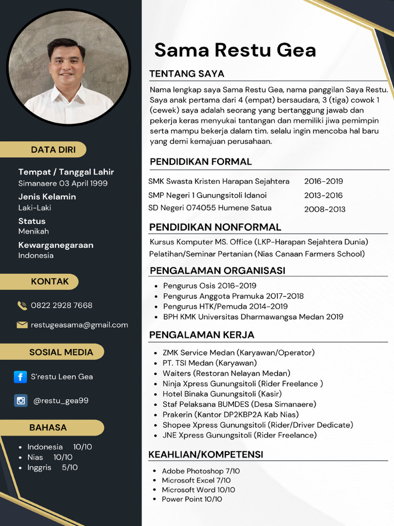 CV Restu - Sama Restu Gea | PDF