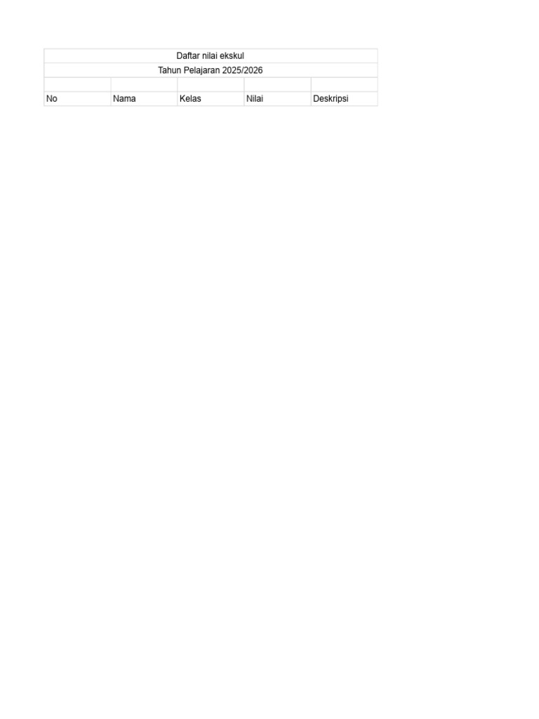 Daftar Nilai Ekskul | PDF
