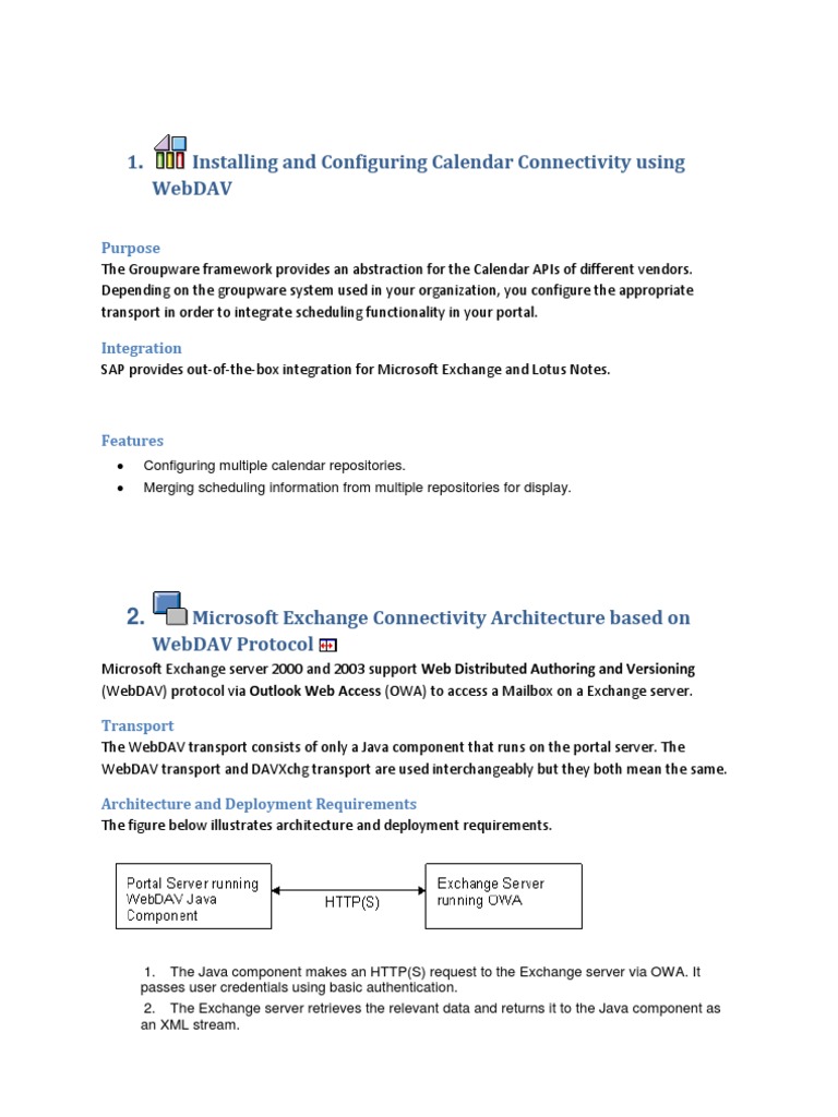 Installing and Configuring Calendar Connectivity Using WebDAV | PDF | Microsoft Exchange Server ...