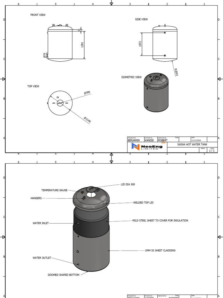 SAIWA Hot Water Tank Design Plans | PDF | Equipment | Mechanical ...