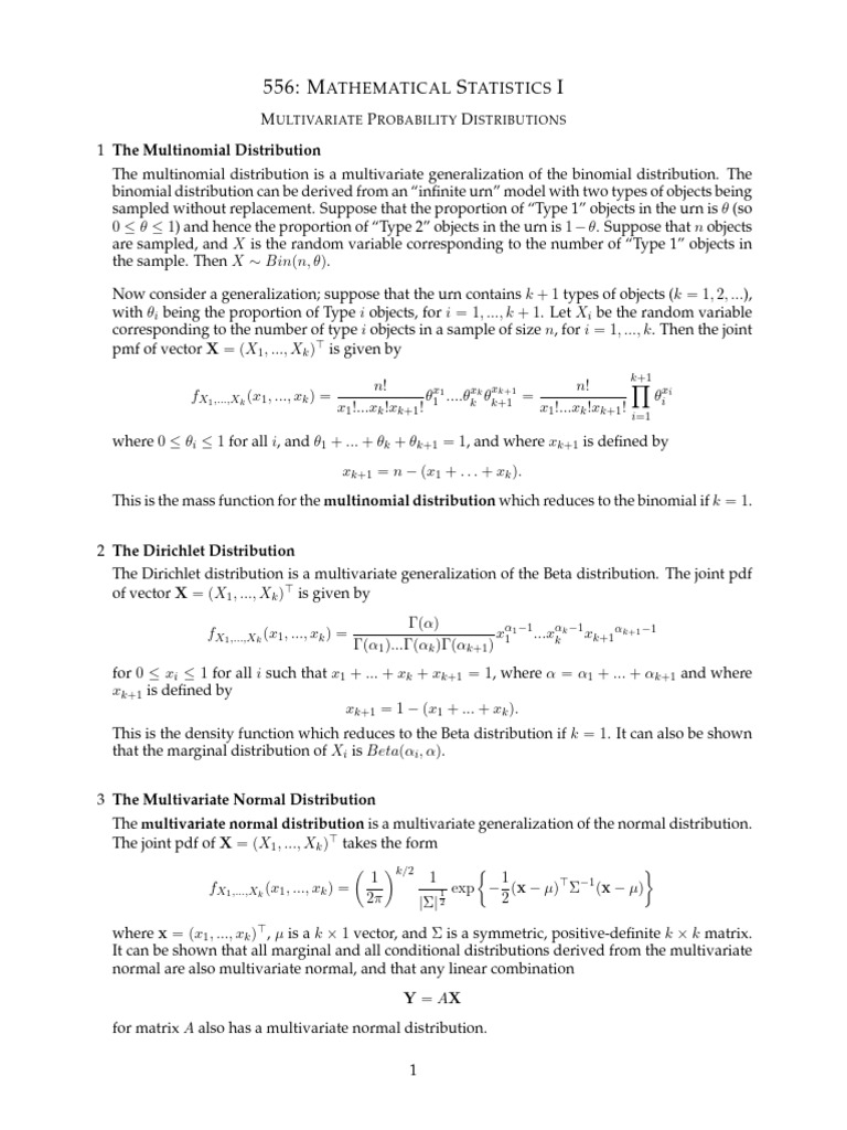 Math556 07 MultivariateDists | PDF | Probability Density Function | Normal Distribution