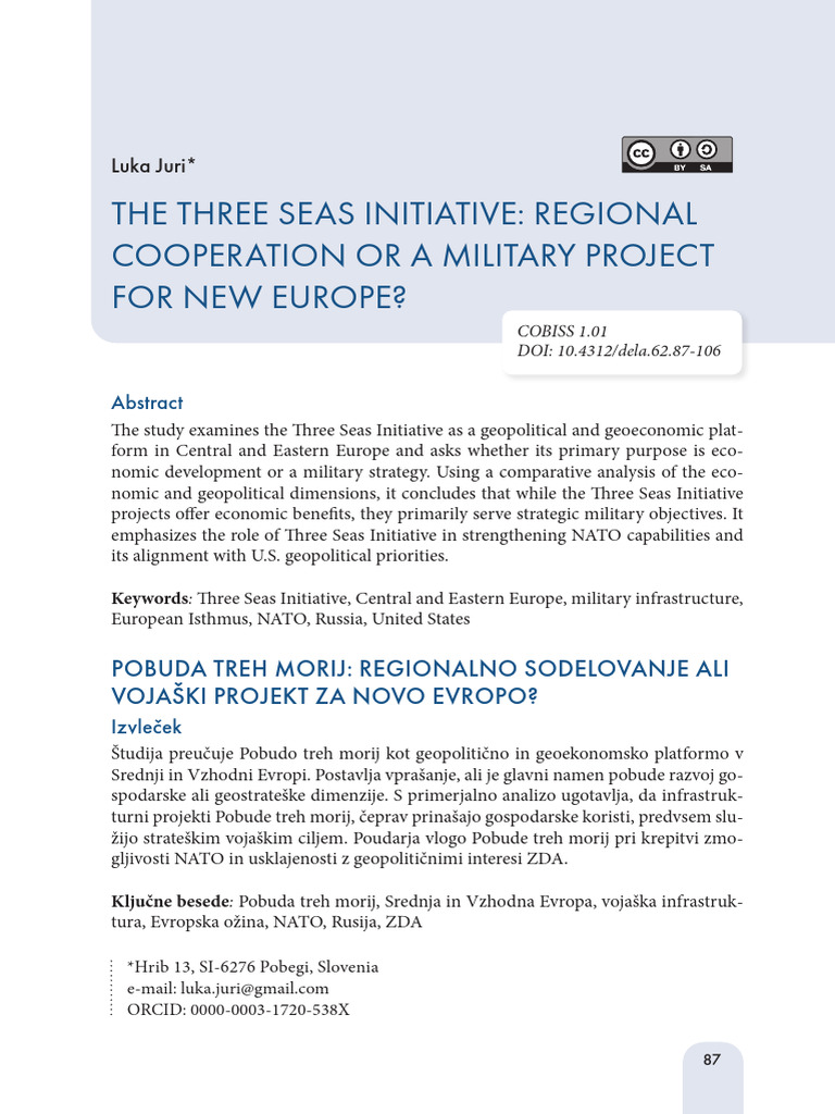The Three Seas Initiative: Regional Cooperation or A Military Project ...