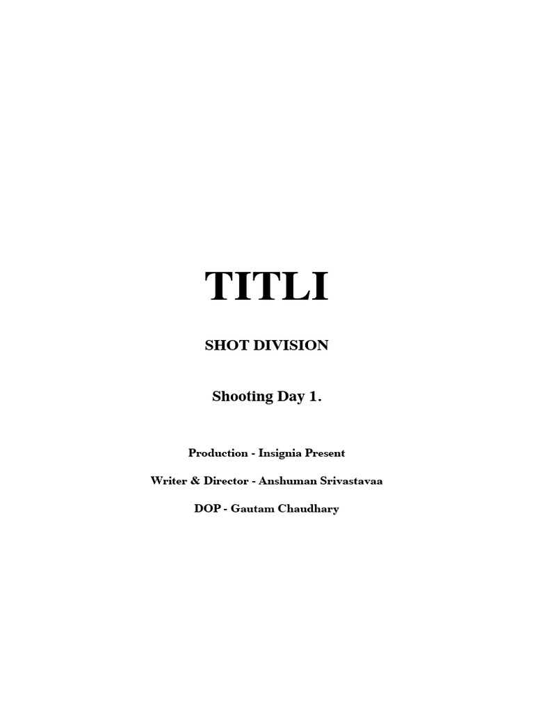 Shot Division for Day 1 Shooting | PDF