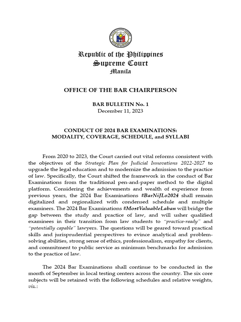 Bar Bulletin No 1 S 2024 | PDF | Tax Deduction | Gross Income
