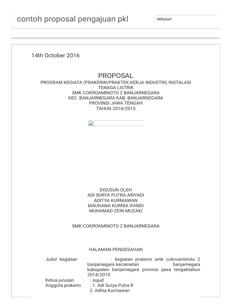 Contoh Proposal Pengajuan PKL | PDF