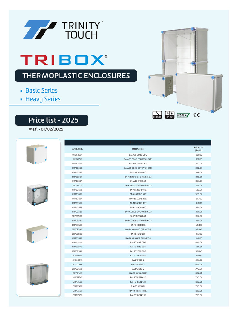 TRIBOX ABS PC Enclosures Price List 2025-1-1 | PDF