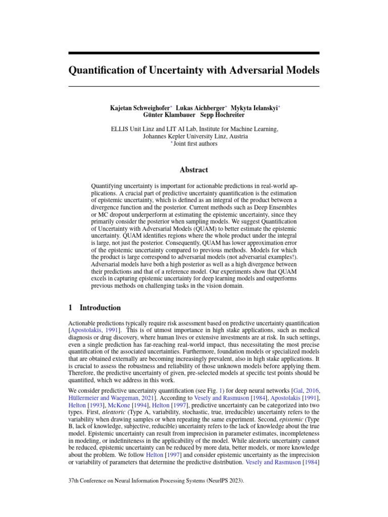 Quantification of Uncertainty With Adversarial Models | PDF | Statistical Inference | Applied ...