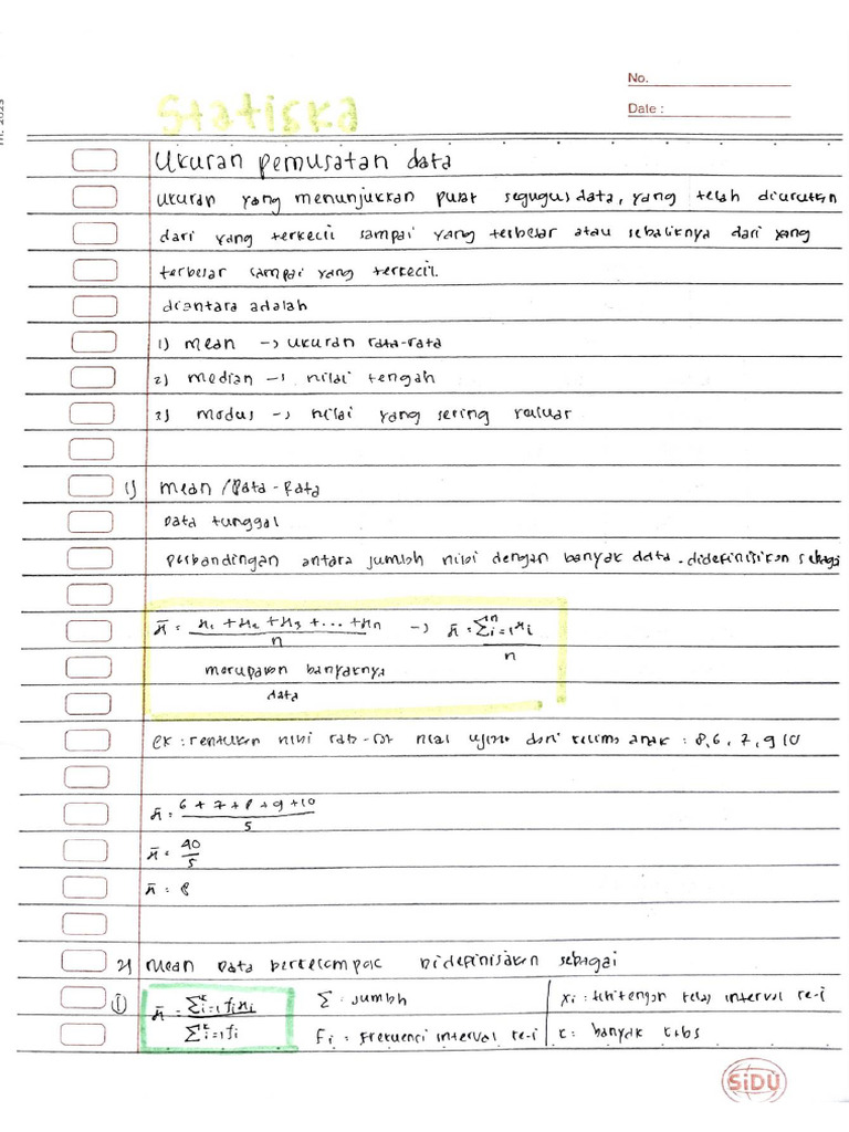 Catatan Ringkas Matematika Statistika | PDF