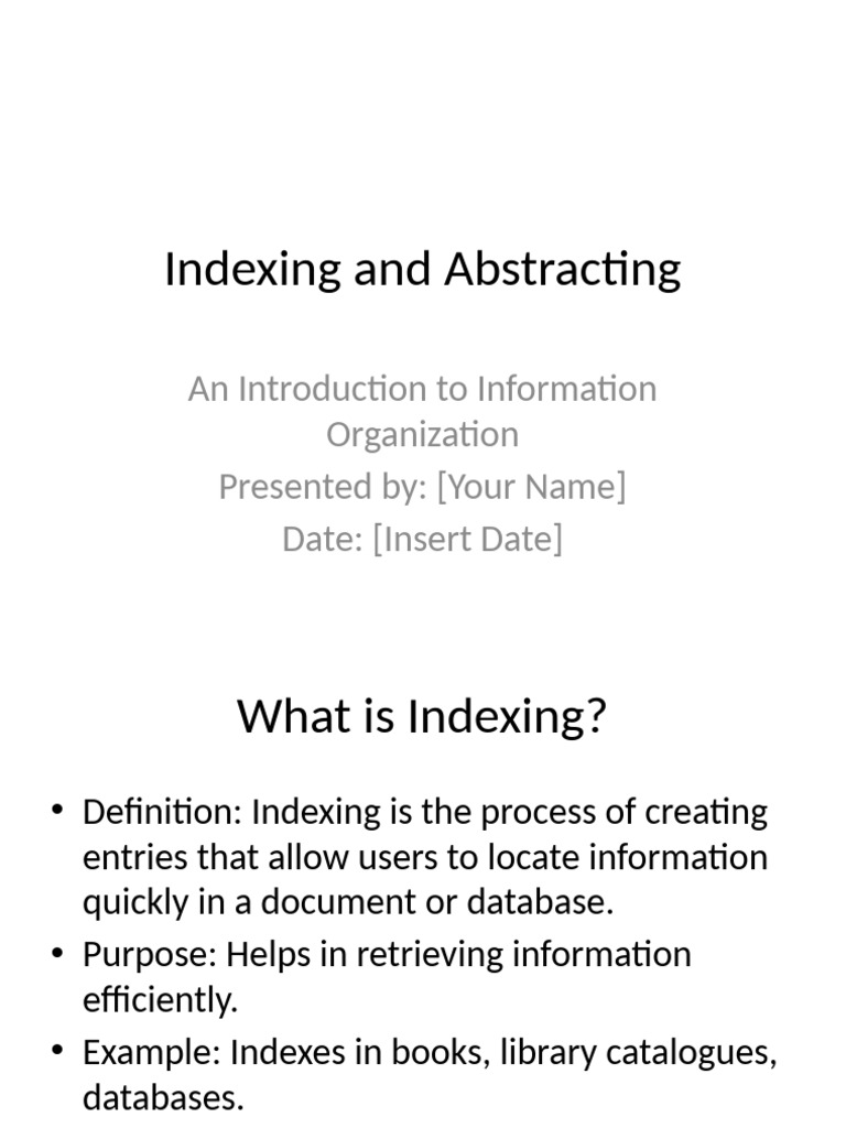Indexing and Abstracting Presentation | PDF
