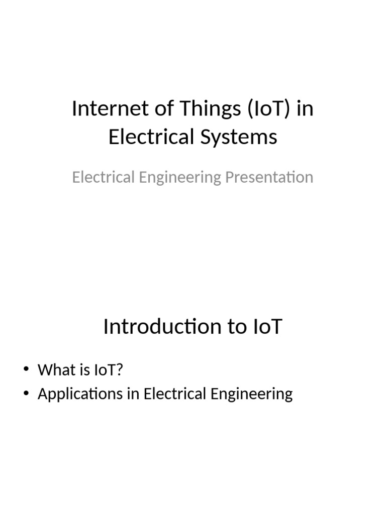 Internet of Things (IoT) in Electrical Systems | PDF
