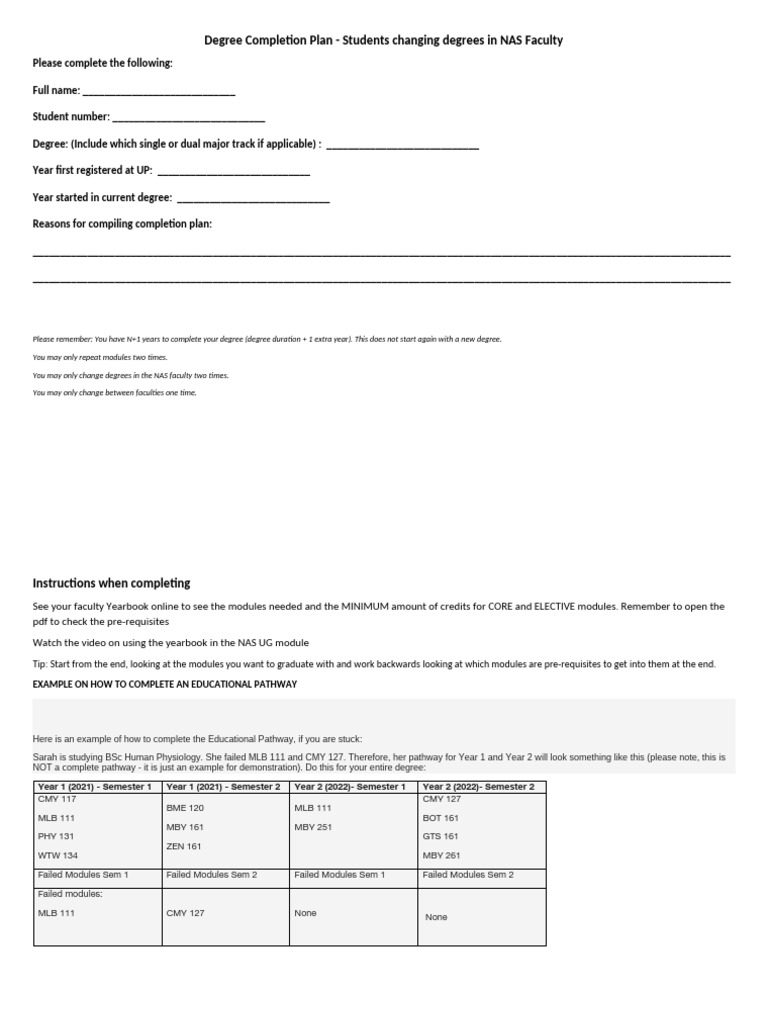 Degree Completion Plan for NAS Students | PDF