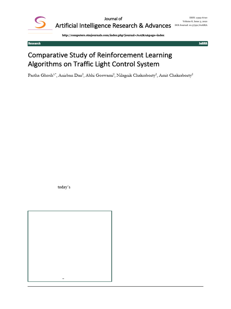 Comparative Study of Reinforcement Learning Algorithms On Traffic Light Control System | PDF