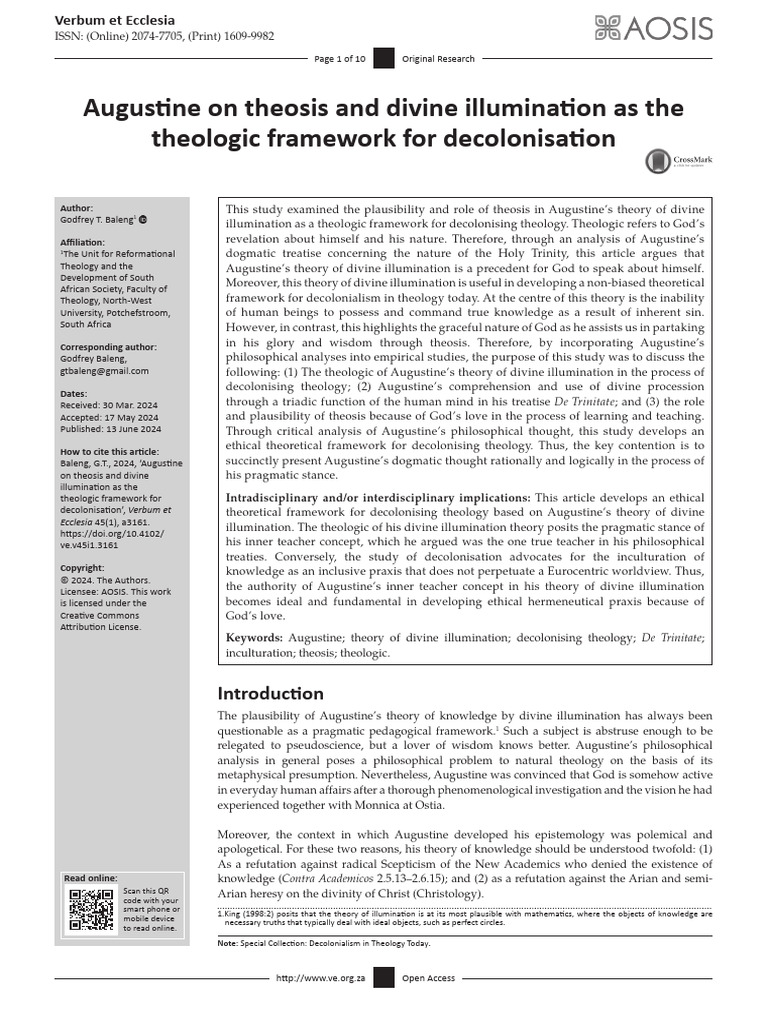 Augustine's Theosis and Divine Illumination | PDF | Trinity | Augustine ...