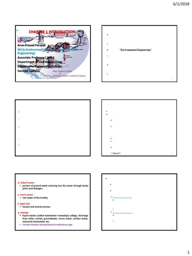 Sanitary Engineering Chapter 1 | PDF | Sanitary Sewer | Sewage