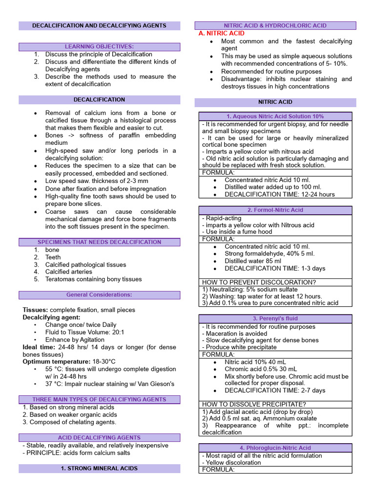 Decalcifying Agents in Histopathology | PDF | Acid | Ph