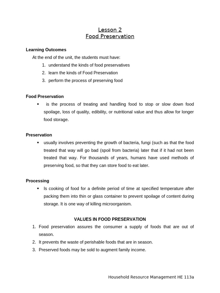Lesson 2 - Food Preservatives | PDF | Food Preservation | Food Science