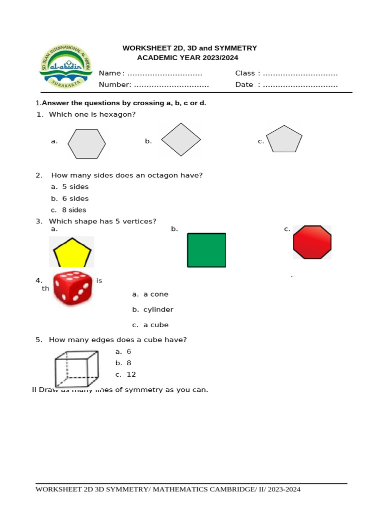 Worksheet 2d 3d 2 | PDF